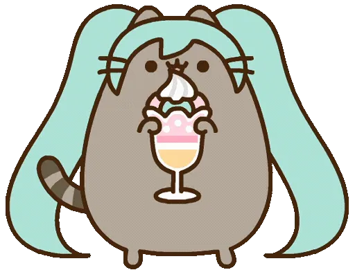 Hatsune Miku x Pusheen :: @line_stickers - Sticker pack for Telegram
