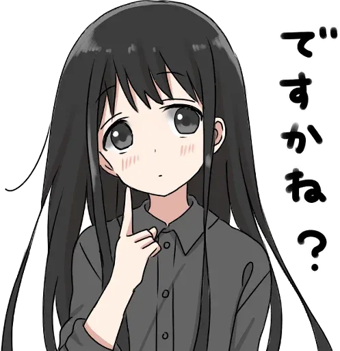 Girl with black hair long :: @line_stickers - Sticker pack for WhatsApp
