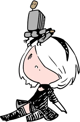 NieR:Automata 2B :: @line_stickers - Sticker pack for Telegram