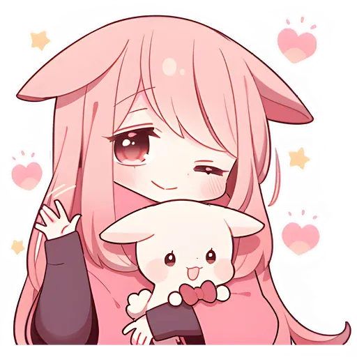 Розовая зайка @Nyasticks - Стикерпак для Telegram